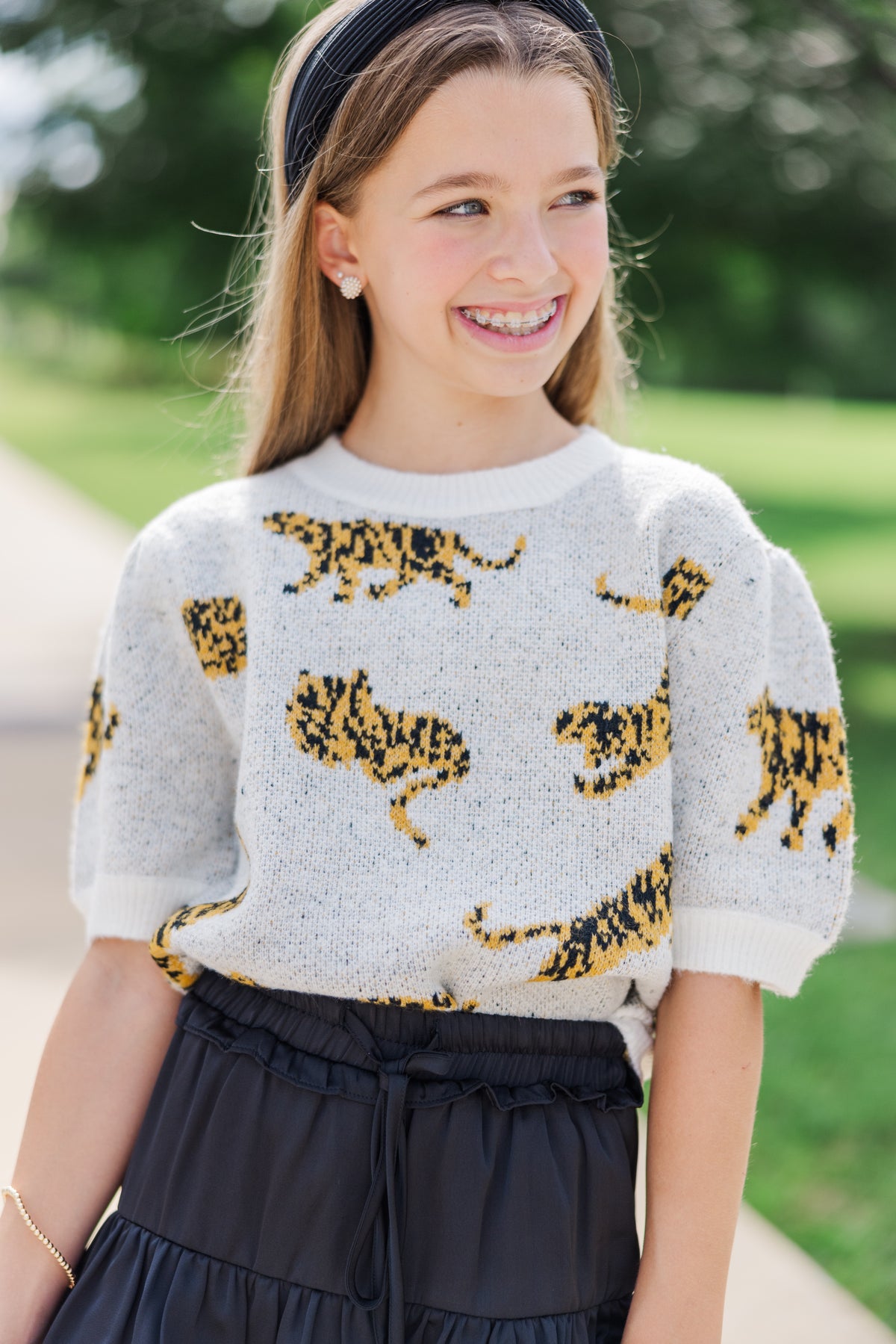 Girls: On The Prowl Ivory White Tiger Sweater – Shop the Mint