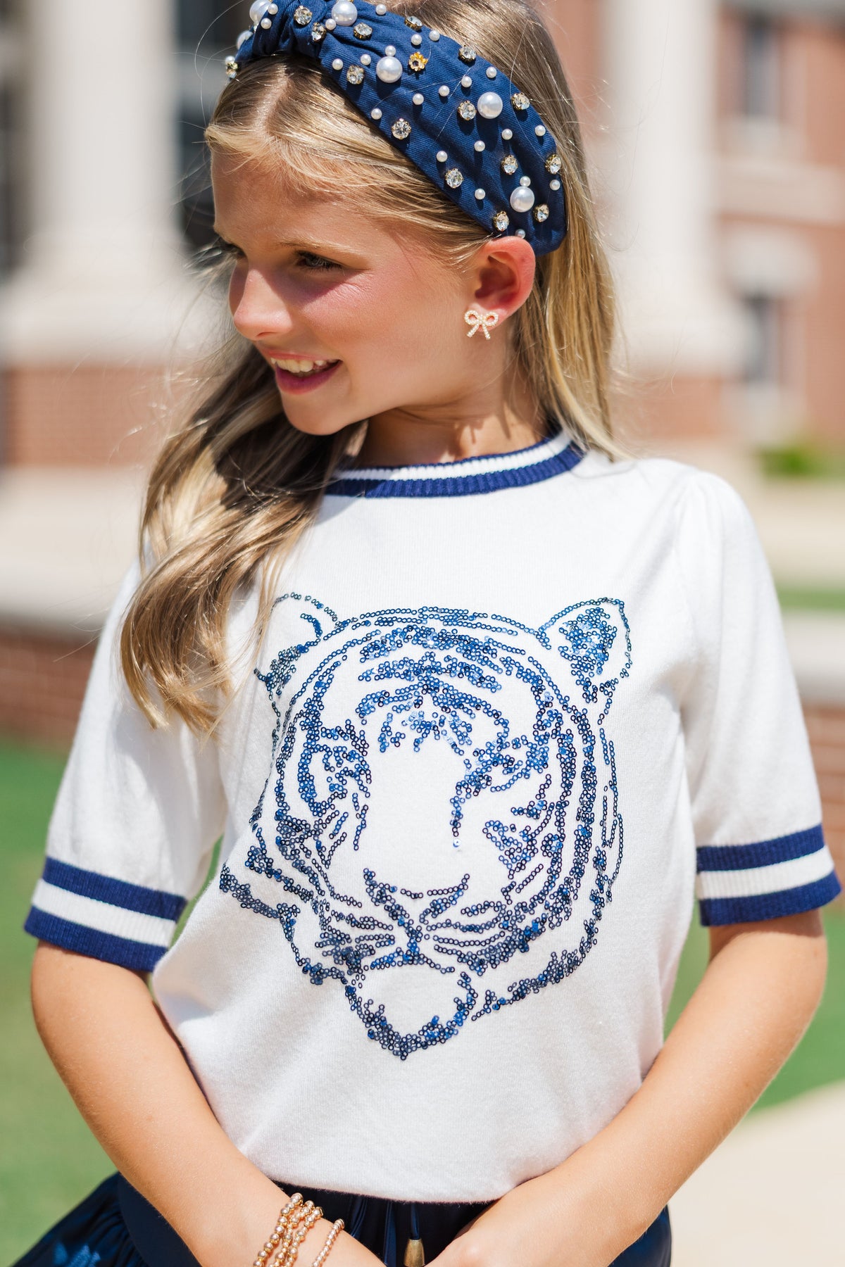 Girls: Stay In Character Navy Tiger Sweater – Shop the Mint