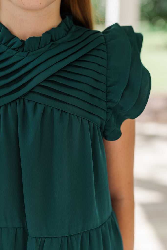 Girls: All About You Emerald Green Ruffled Dress – Shop the Mint