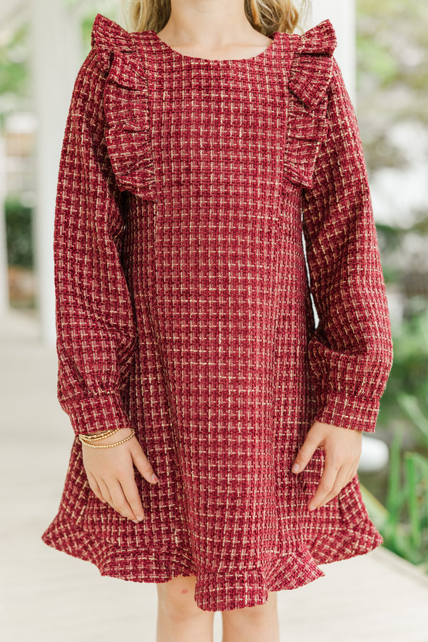 Girls: It's All You Burgundy Red Tweed Dress – Shop the Mint
