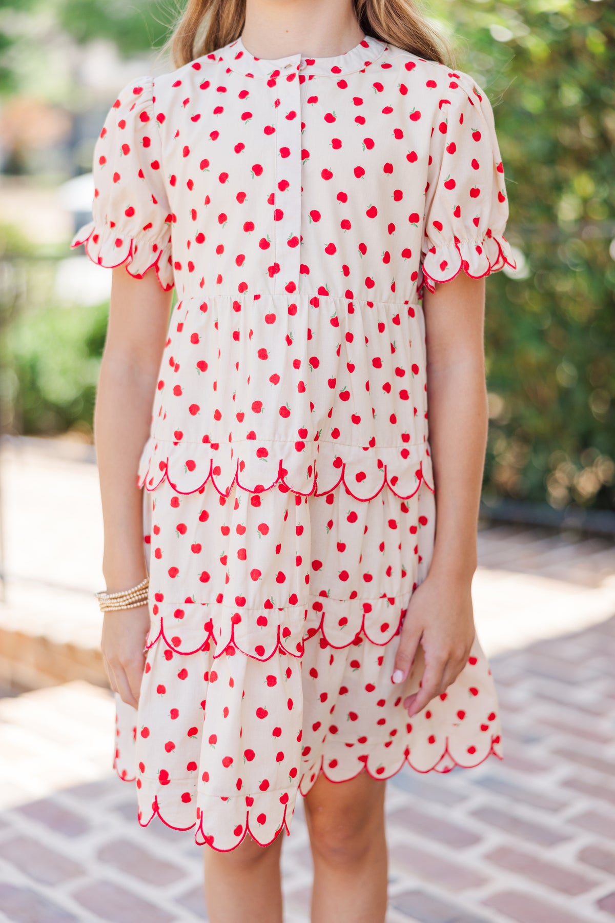 Girls: Perfectly Paired Cream Apple Print Dress – Shop the Mint