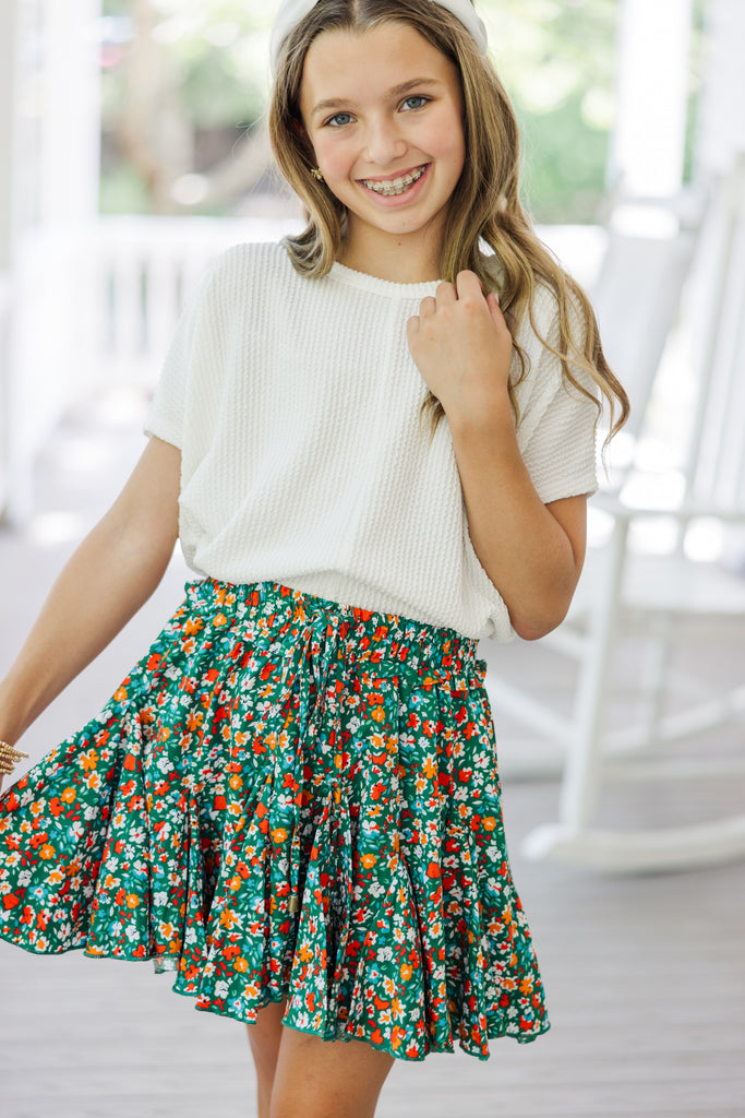 Girls: Look Your Way Green Ditsy Floral Ruffled Skort – Shop the Mint