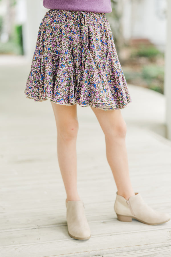 Girls: Look Your Way Blue/Purple Ditsy Floral Ruffled Skort – Shop the Mint
