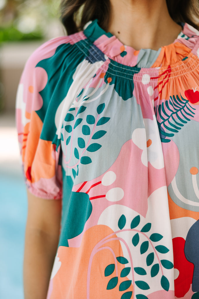 Feeling Fun Jade Green Floral Bubble Sleeve Blouse – Shop the Mint