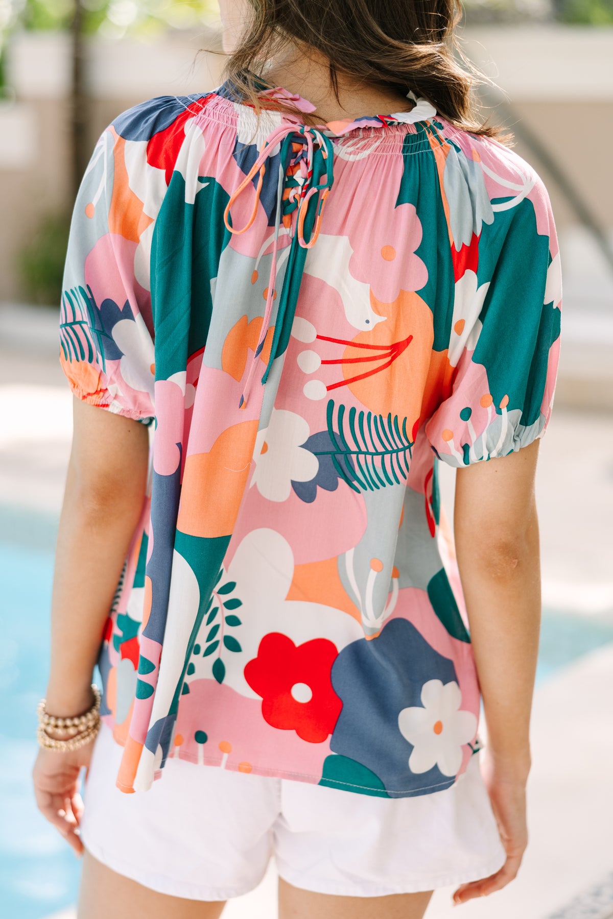 Feeling Fun Jade Green Floral Bubble Sleeve Blouse – Shop the Mint