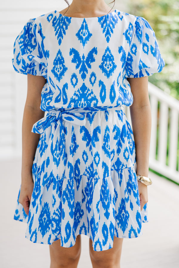 Just Dreaming Royal Blue Abstract Dress – Shop the Mint