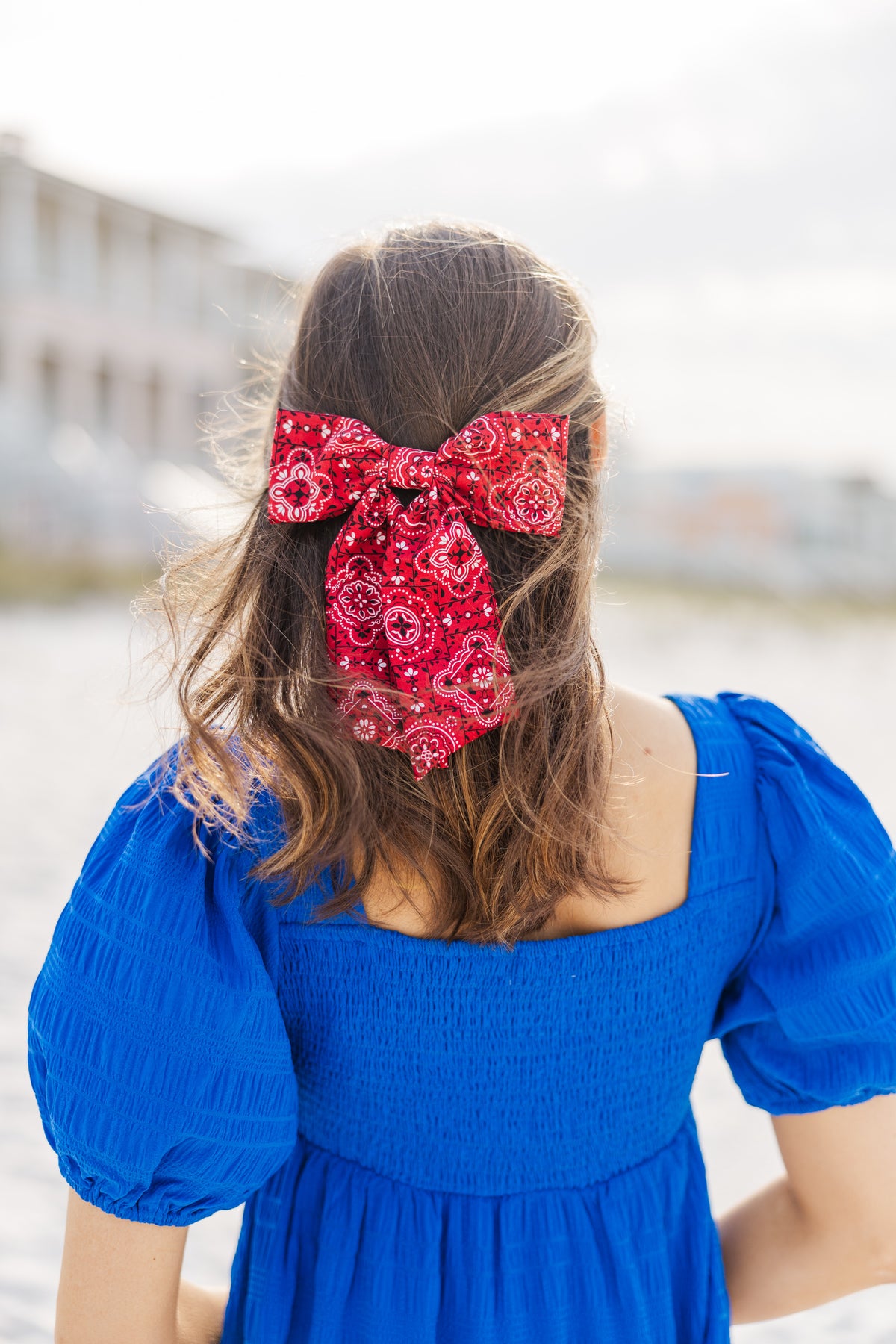 Bohemian Gemme: Red Bandana Hair Bow – Shop the Mint