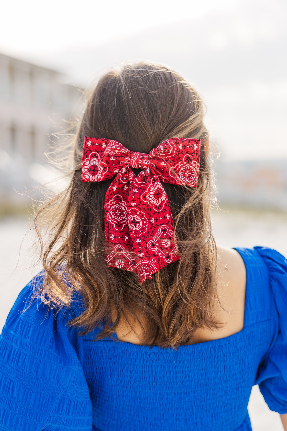 Bohemian Gemme: Red Bandana Hair Bow – Shop the Mint