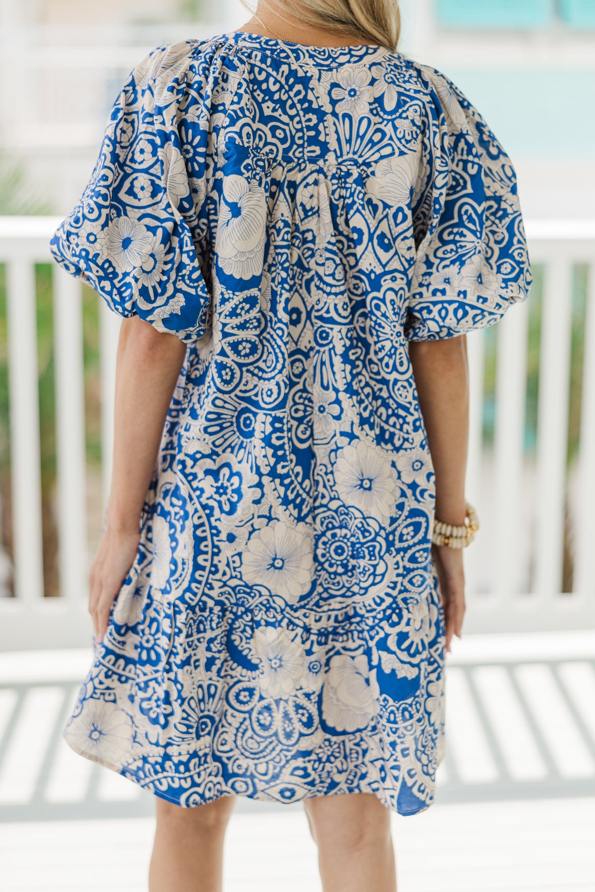 There You Go Blue Floral Bubble Sleeve Dress – Shop the Mint