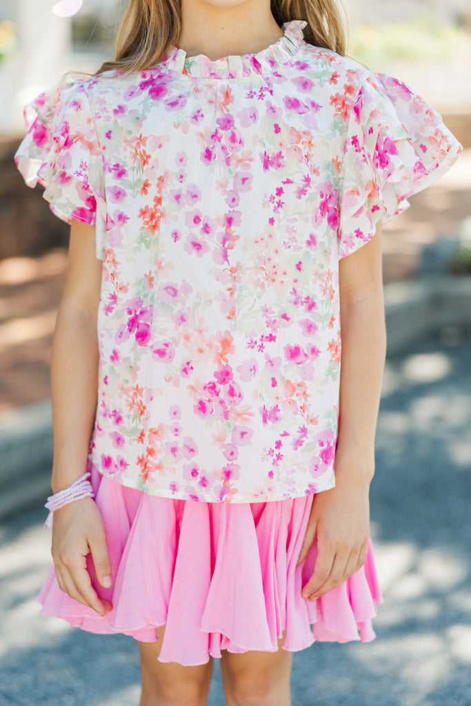 Girls: On My Heart Pink and Green Ditsy Floral Blouse – Shop the Mint