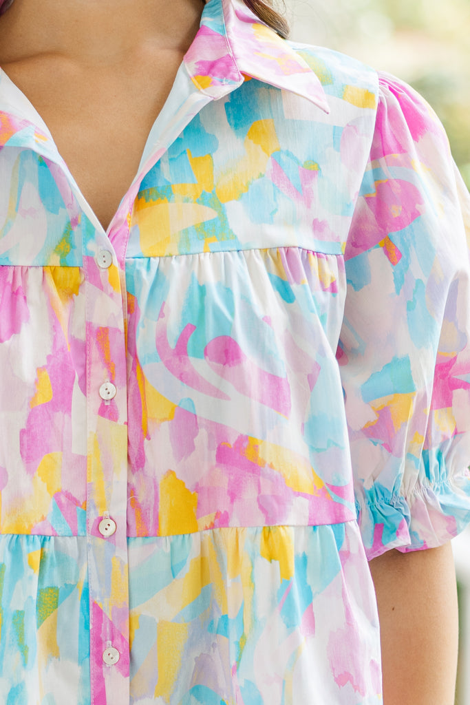 Feeling Your Best Pink Abstract Dress – Shop the Mint