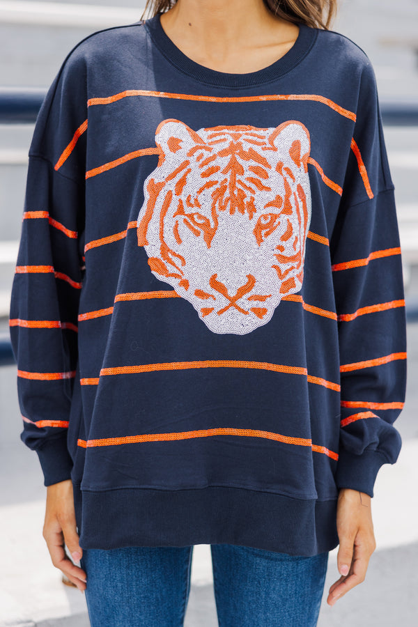 Lead The Way Navy Blue Tiger Pullover – Shop the Mint