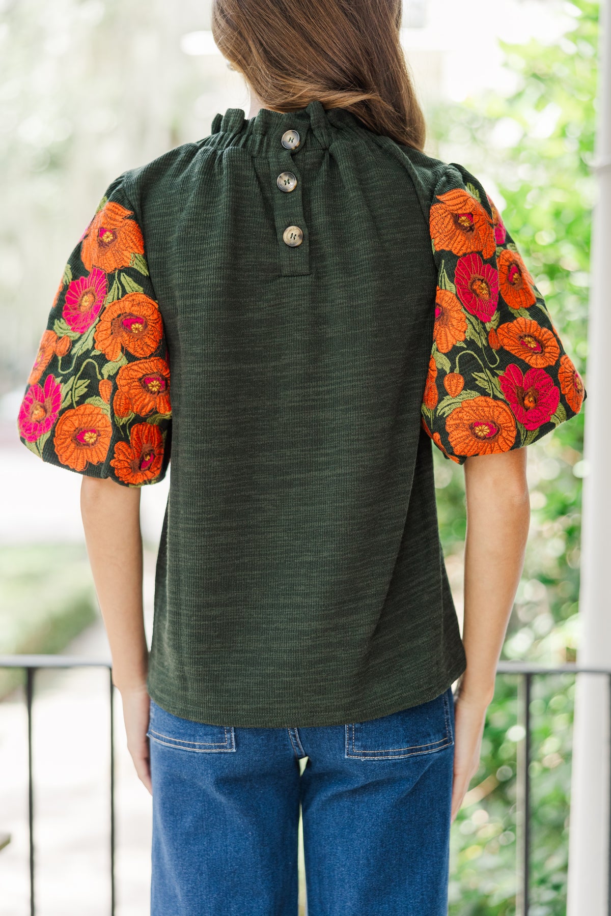 THML: Nice Days Ahead Emerald Green Embroidered Blouse – Shop the Mint