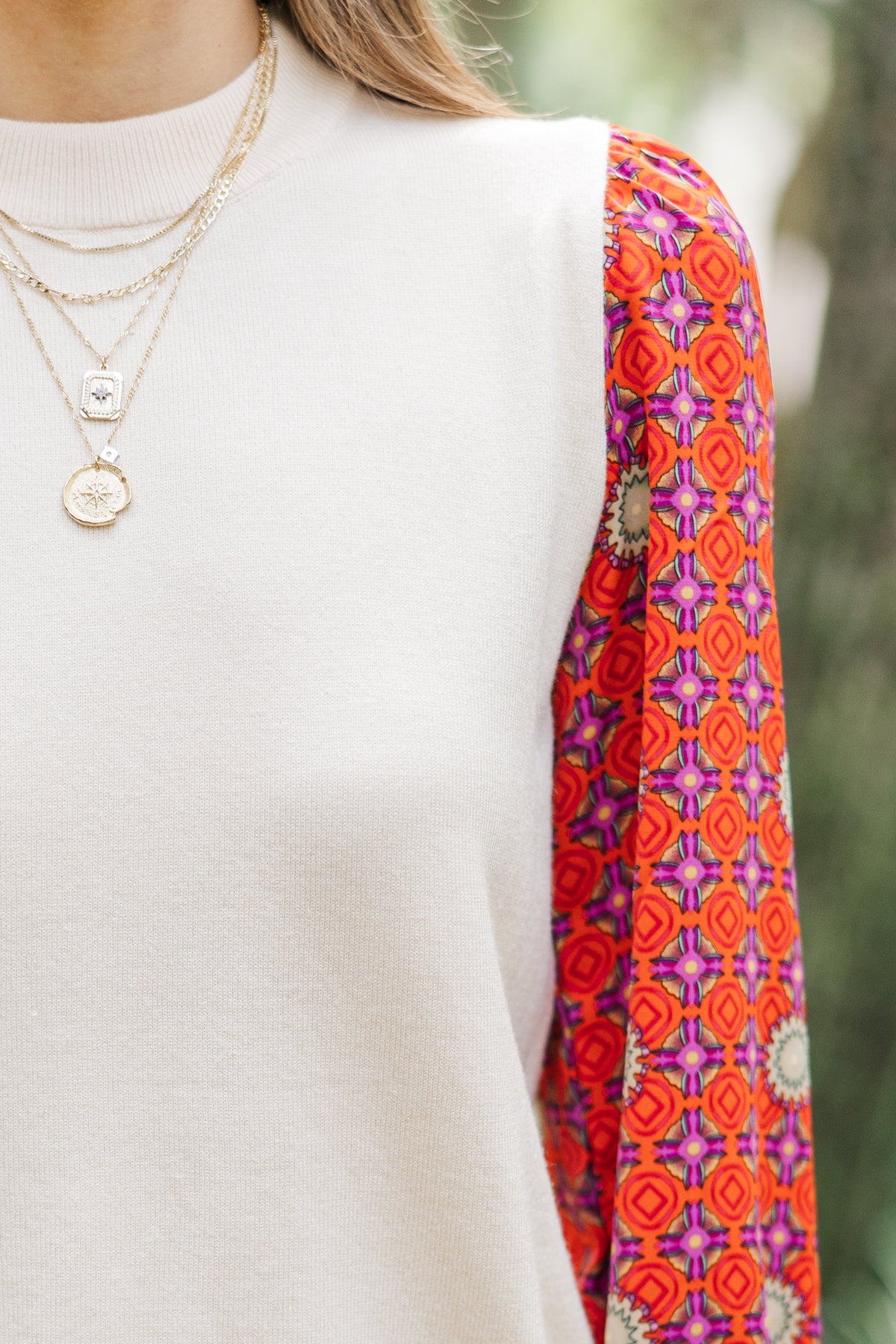 THML: Just Watch Cream White Abstract Sweater – Shop the Mint