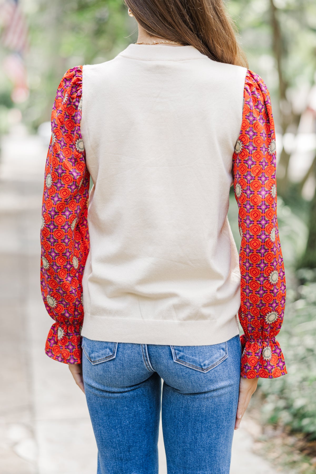 THML: Just Watch Cream White Abstract Sweater – Shop the Mint