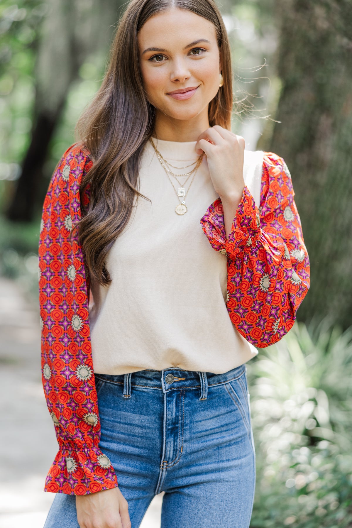 THML: Just Watch Cream White Abstract Sweater – Shop the Mint