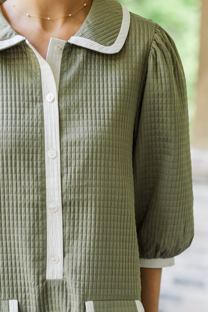 THML: What A Joy Olive Green Textured Dress – Shop the Mint