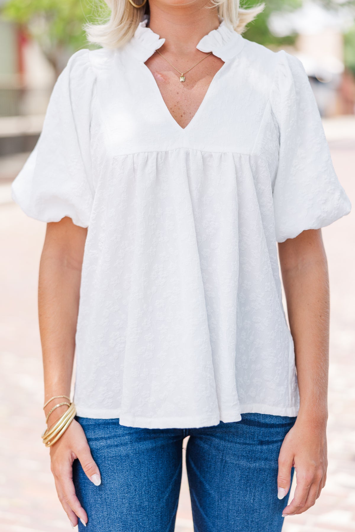 All For You Off White Textured Blouse – Shop the Mint