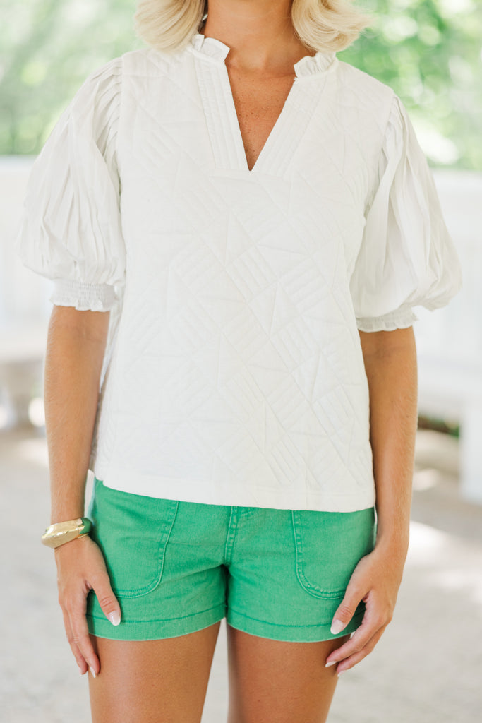 What You Need White Textured Blouse – Shop the Mint