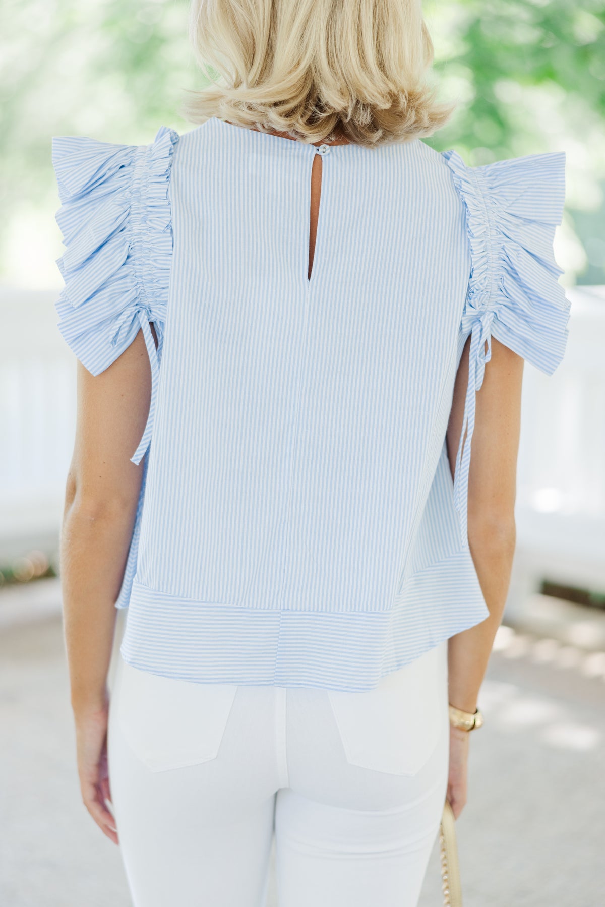 In Your Heart Sky Blue Ruffled Blouse – Shop the Mint