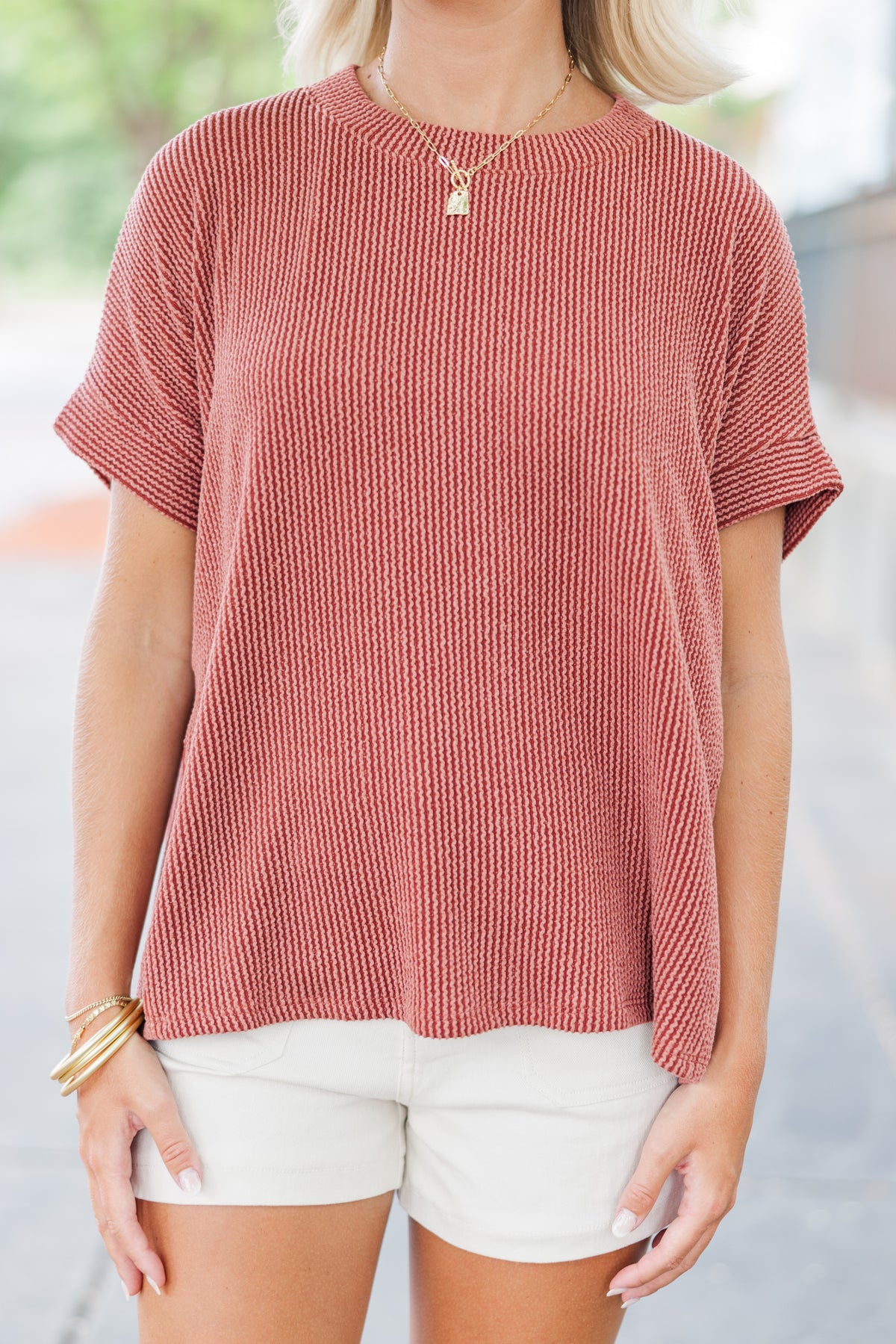 Catch On Rust Orange Ribbed Top – Shop the Mint