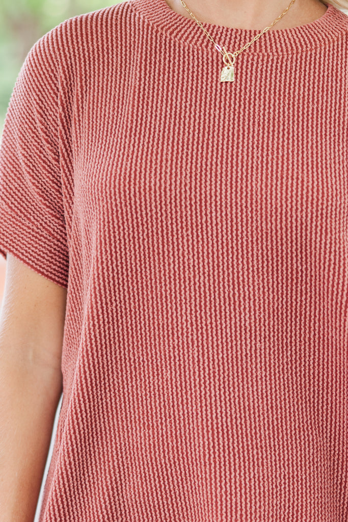 Catch On Rust Orange Ribbed Top – Shop the Mint