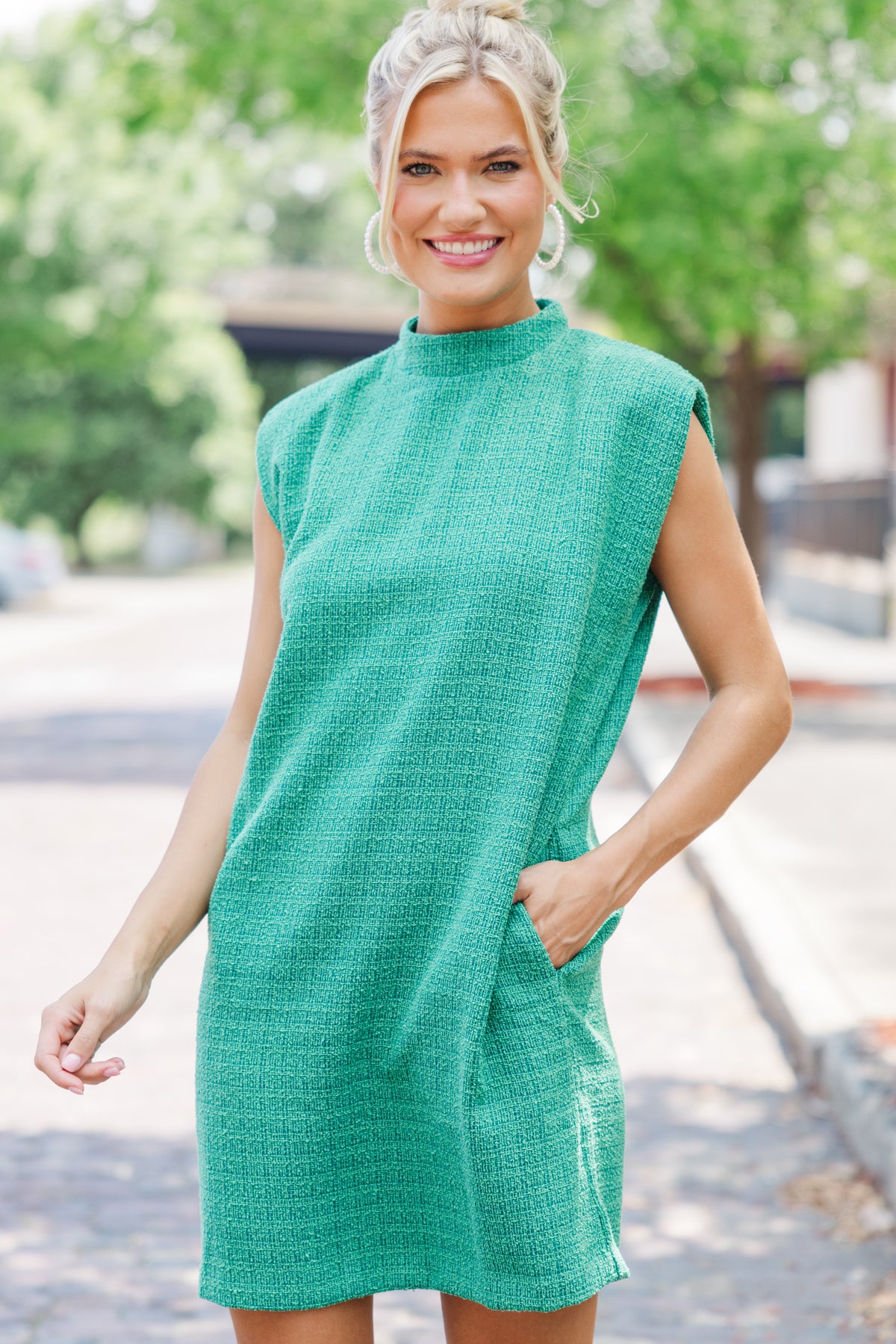 One More Time Green Tweed Shift Dress – Shop the Mint