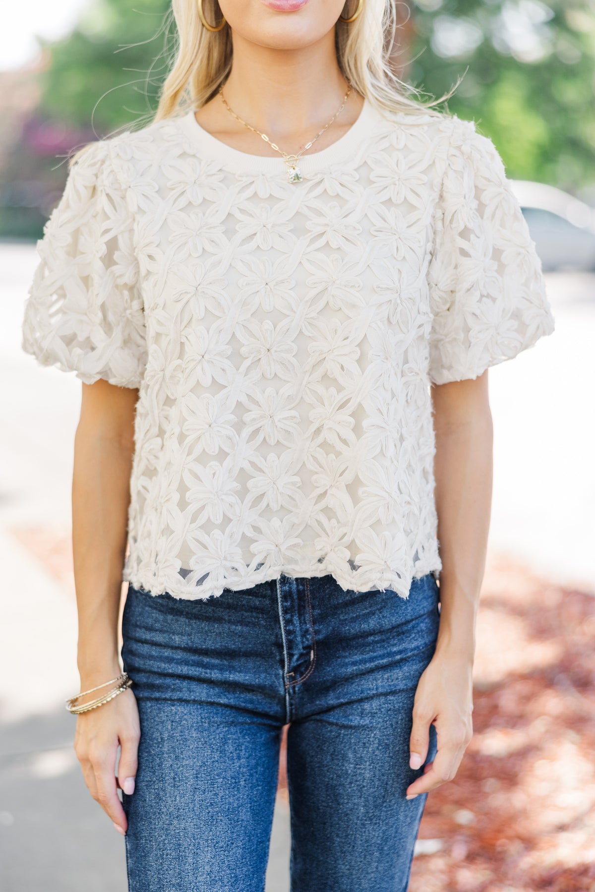 On Your Own Cream Textured Blouse – Shop the Mint
