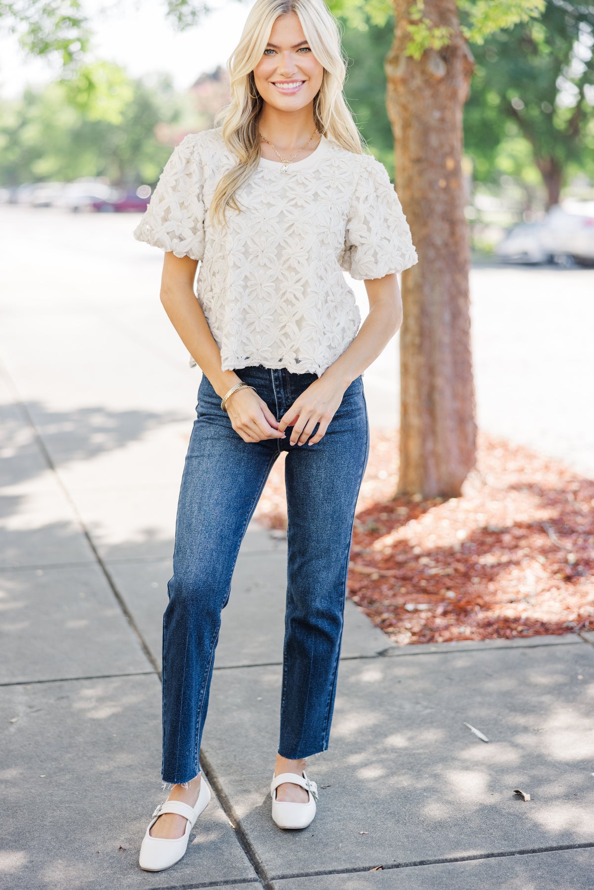 On Your Own Cream Textured Blouse – Shop the Mint