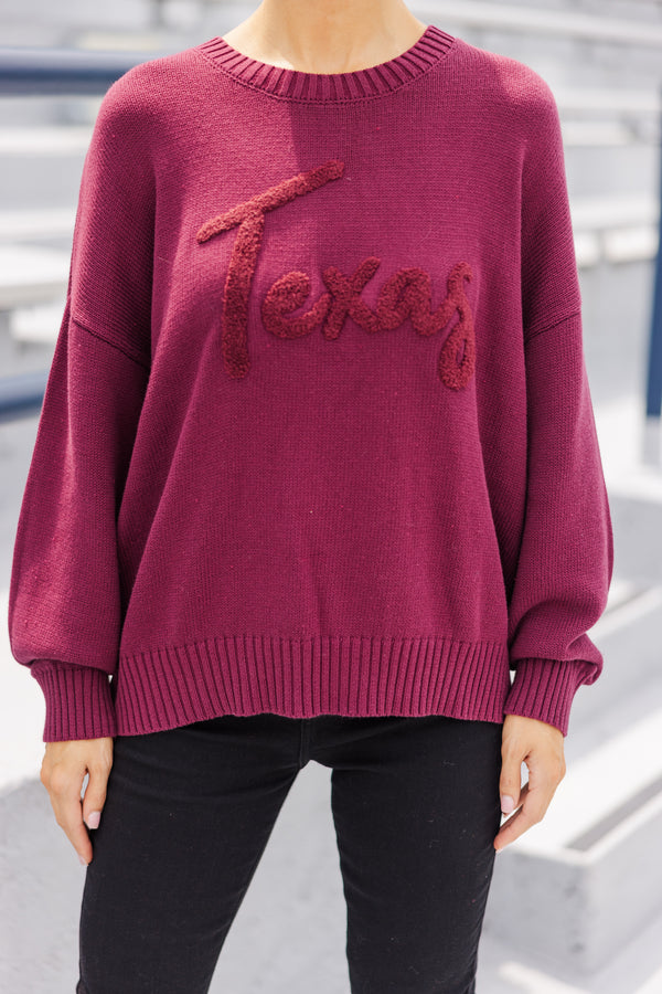 It's A Win Maroon Texas Script Sweater – Shop the Mint