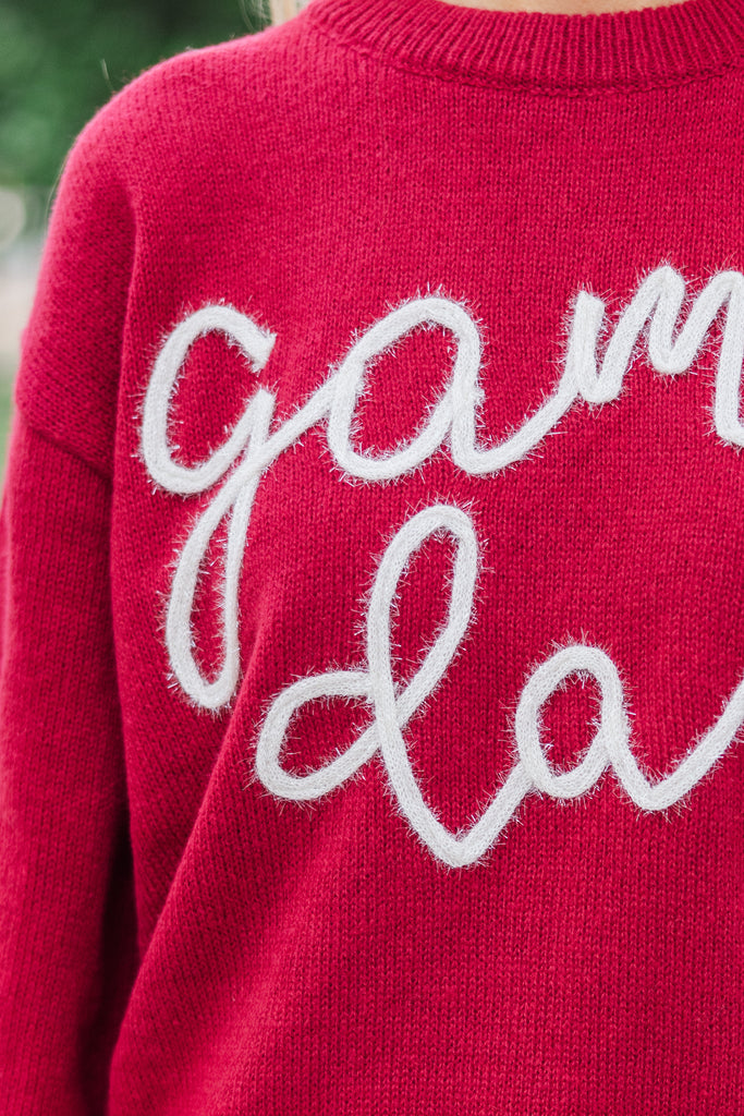 It's Game Day Crimson/White Puff Sleeve Sweater – Shop the Mint