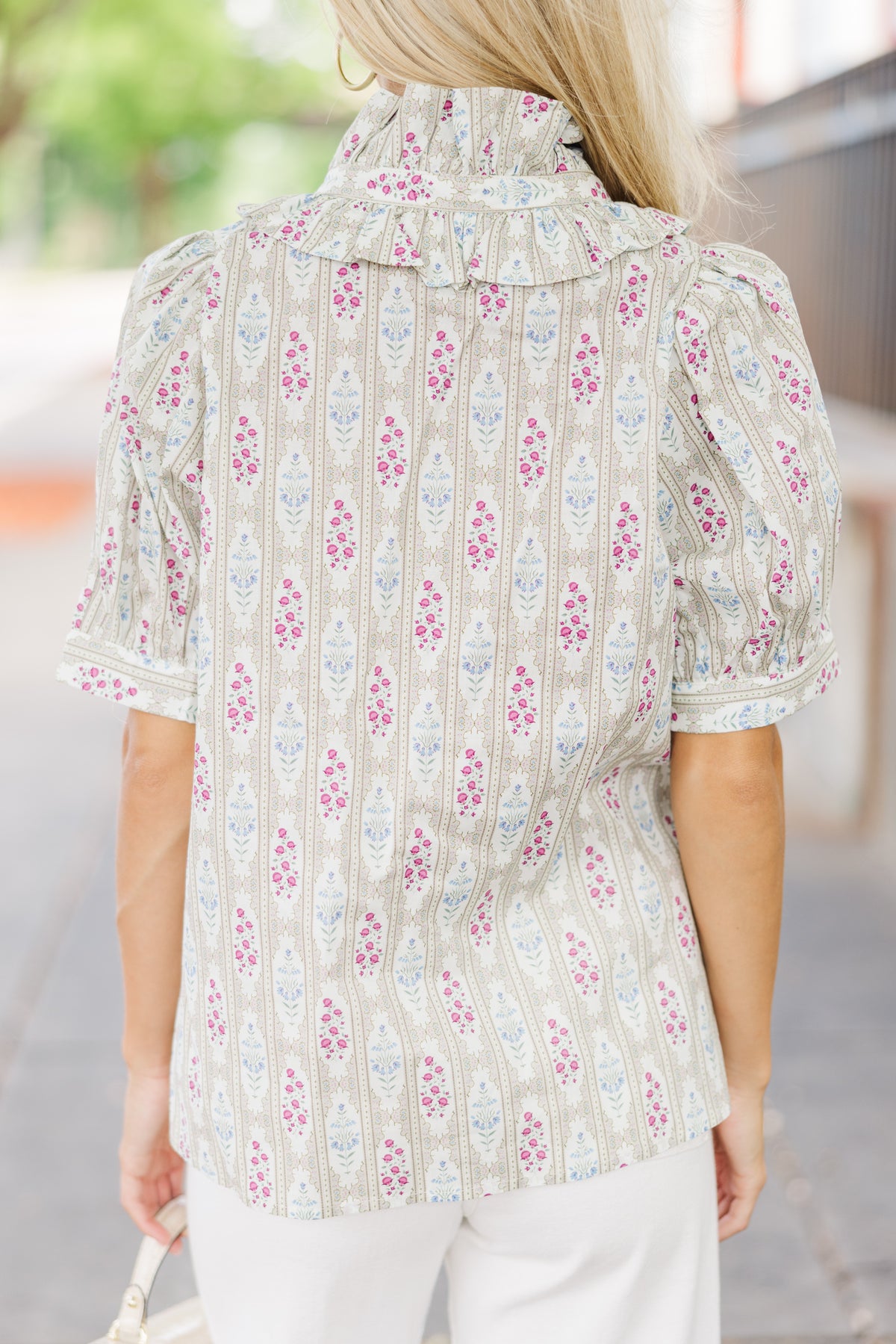 Taking Shape Taupe Medallion Blouse – Shop the Mint