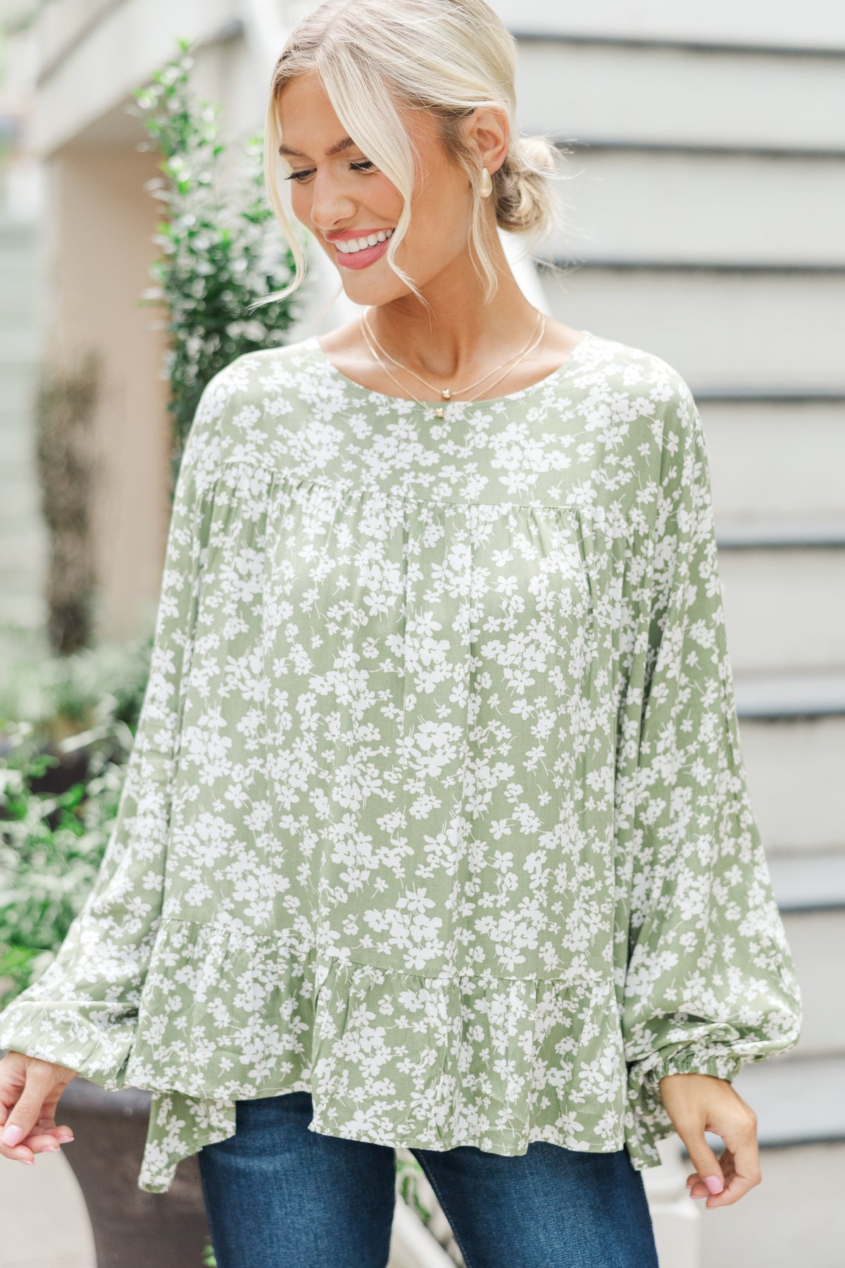 Feeling Blessed Olive Green Ditsy Floral Tunic – Shop the Mint