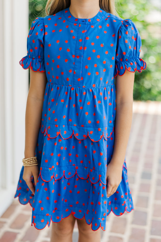 Girls: Perfectly Paired Navy Blue Apple Print Dress – Shop the Mint