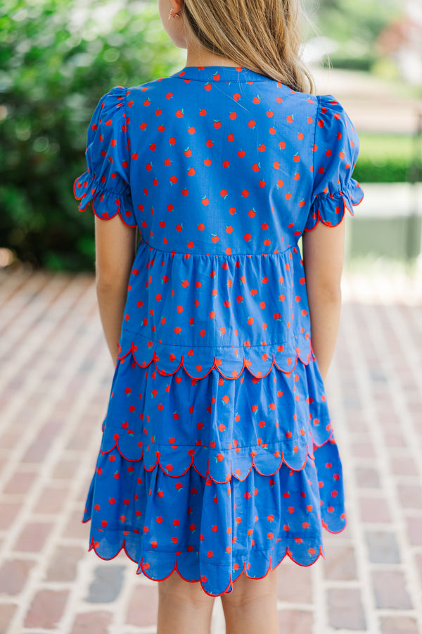 Girls: Perfectly Paired Navy Blue Apple Print Dress – Shop the Mint