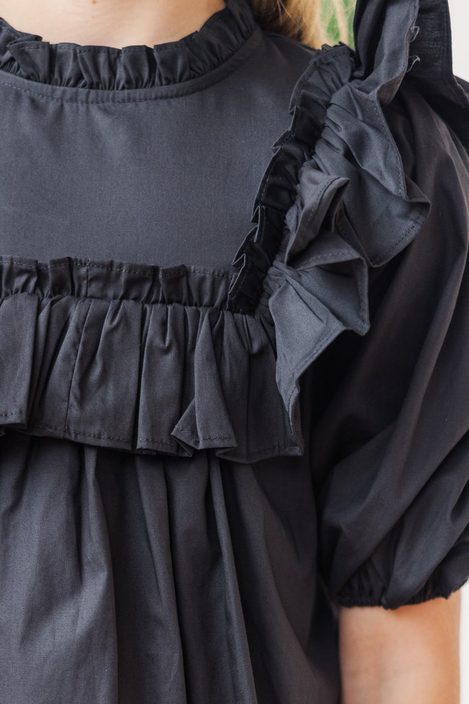 Girls: Make Your Choices Black Ruffled Blouse – Shop the Mint