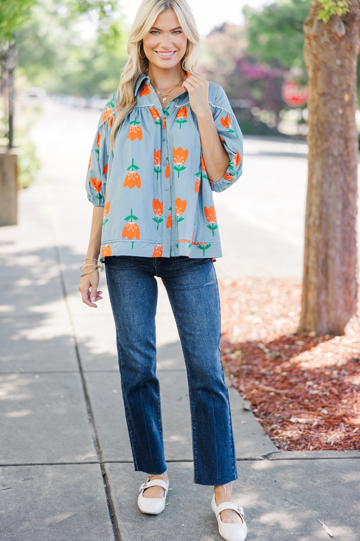 Always And Forever Blue Floral Blouse – Shop the Mint