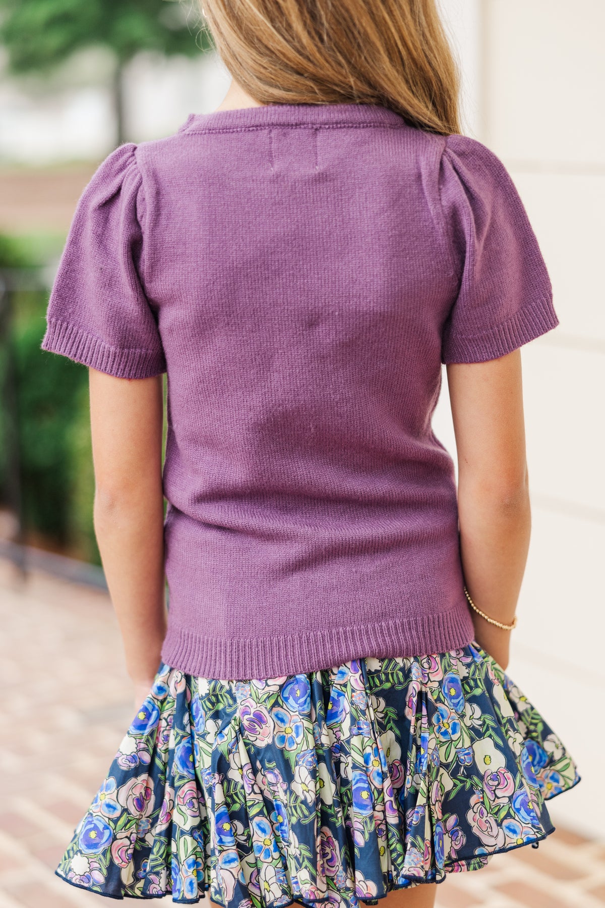 Girls: Work Of Art Plum Purple Short Sleeve Sweater – Shop the Mint