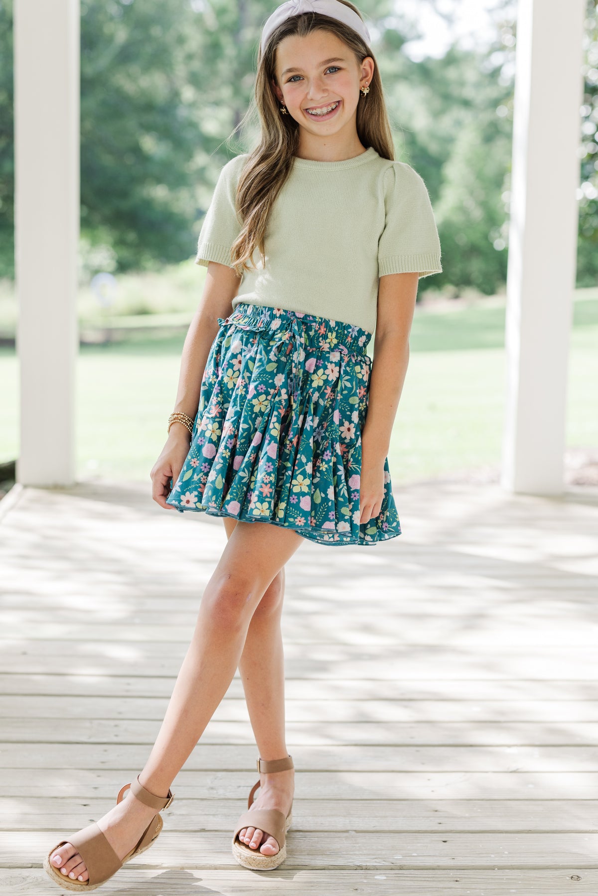 Girls: Work Of Art Sage Green Short Sleeve Sweater – Shop the Mint