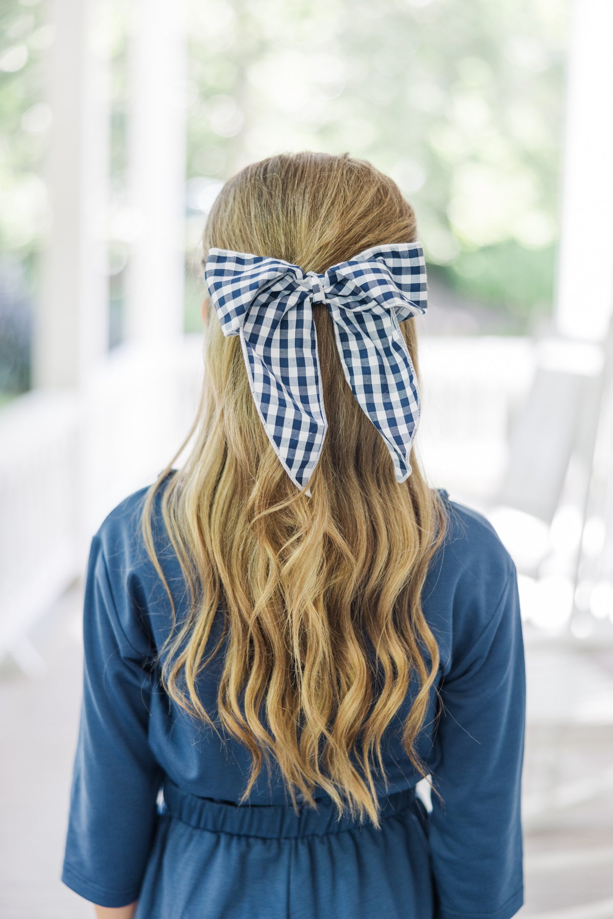 Girls: Make You Happy Navy Blue Gingham Hair Bow – Shop the Mint