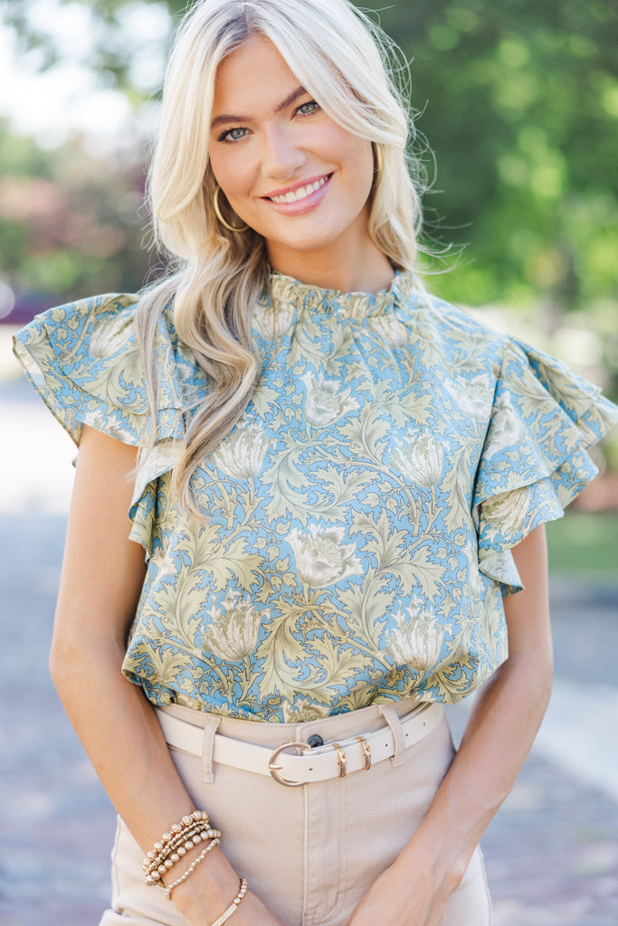 All Heart Light Blue Floral Blouse – Shop the Mint