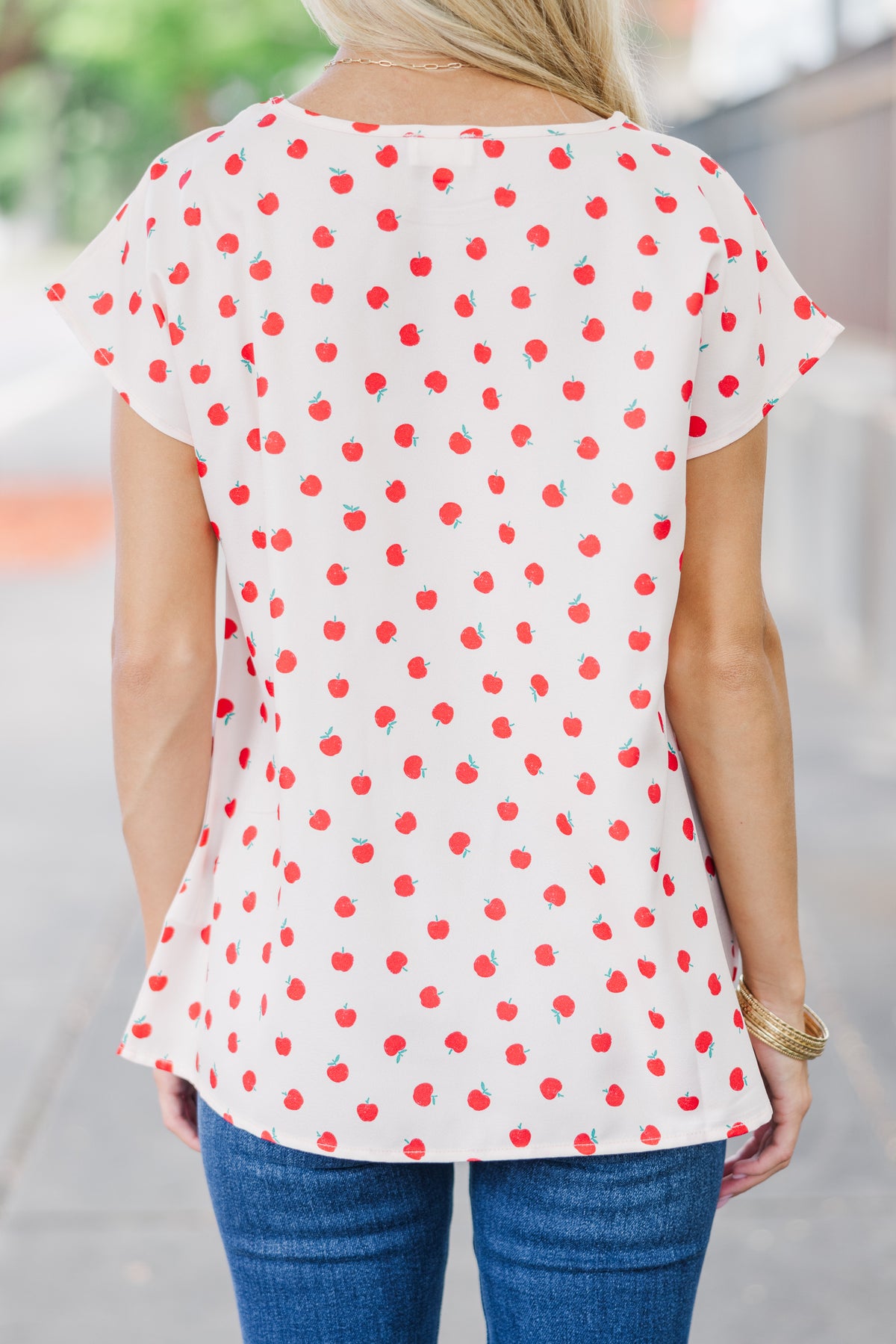 Hello Beautiful Apple Print Cap Sleeve Top – Shop the Mint