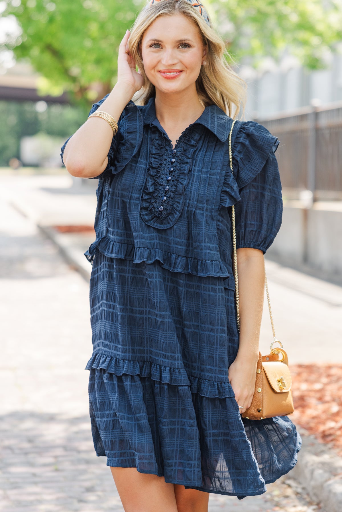 All The Very Best Navy Blue Ruffled Dress – Shop the Mint