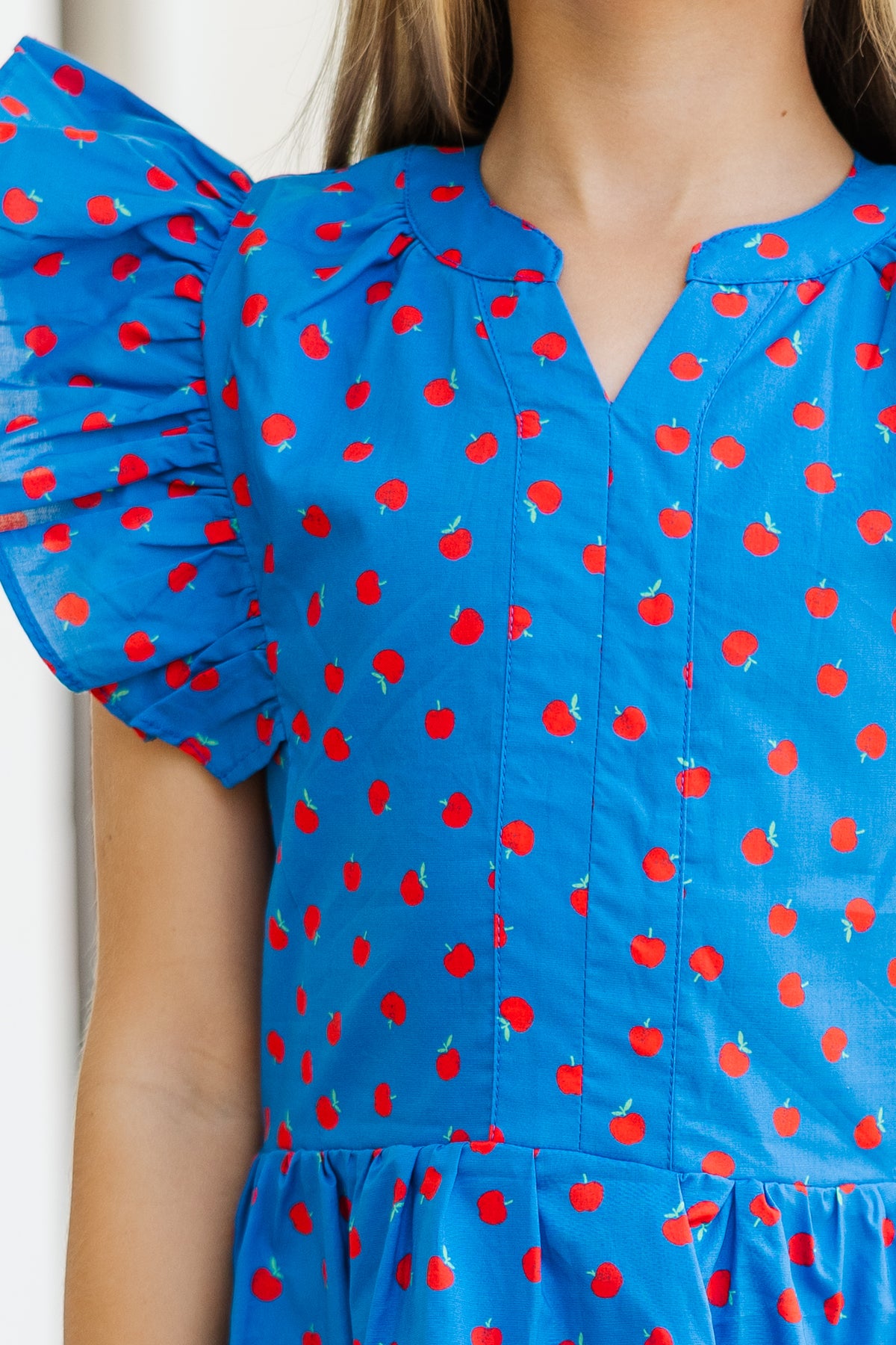 Girls: At This Time Navy Blue Apple Print Dress – Shop the Mint