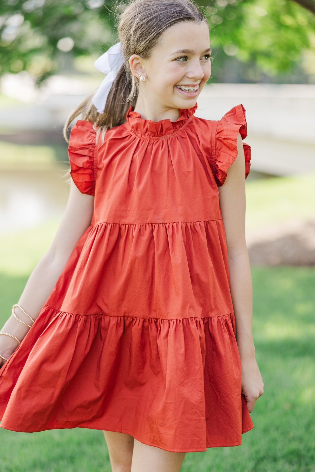 Girls: What Dreams Are Made Of Rust Orange Ruffled Dress – Shop the Mint