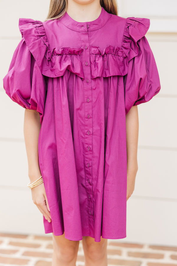 Girls: Keep Up Magenta Purple Ruffled Dress – Shop the Mint