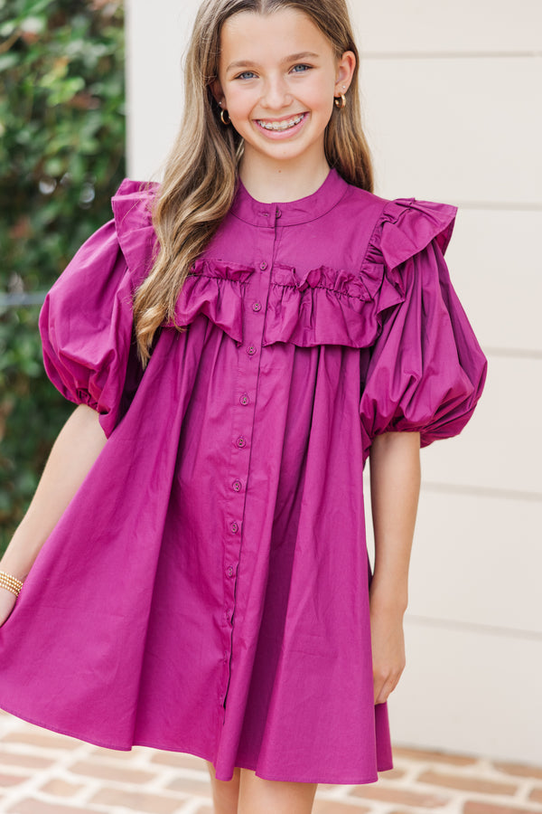 Girls: Keep Up Magenta Purple Ruffled Dress – Shop the Mint