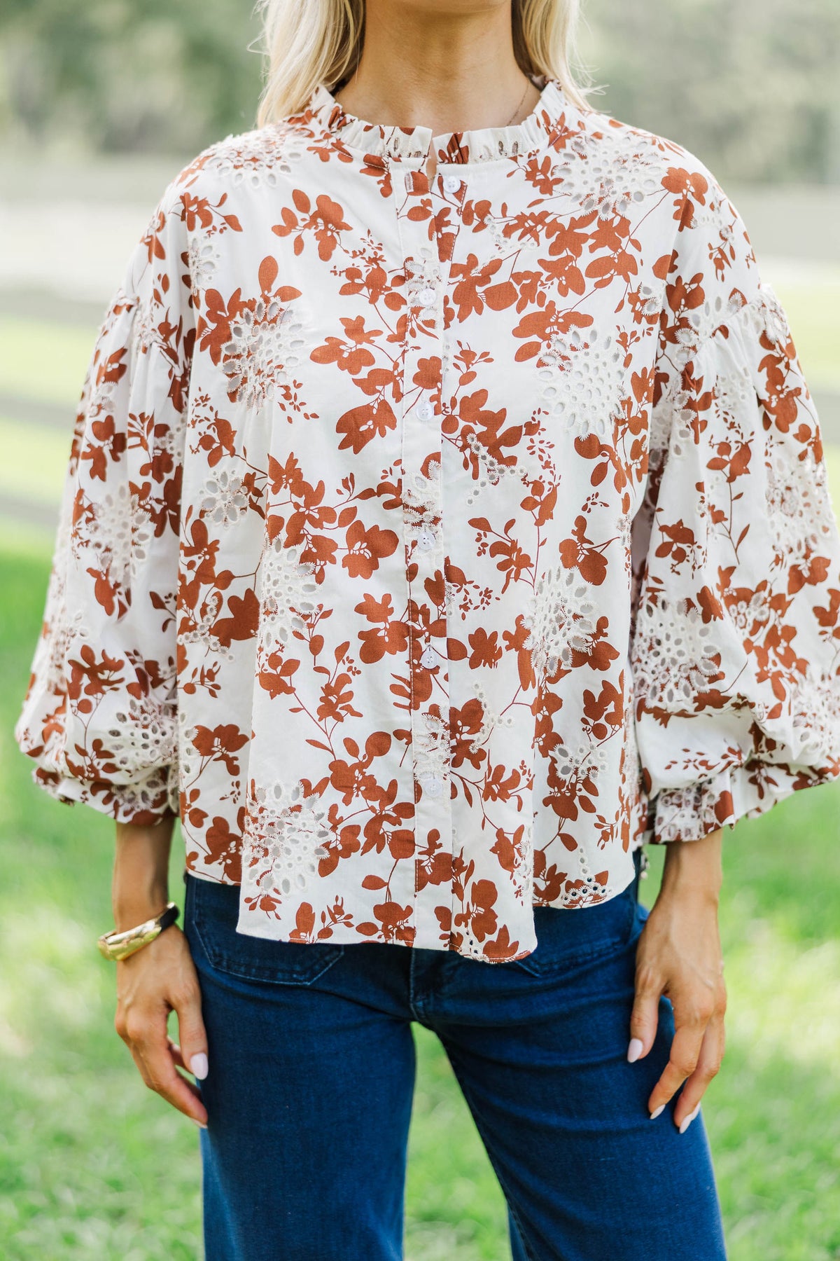 Take Your Turn Rust Orange Textured Blouse – Shop the Mint