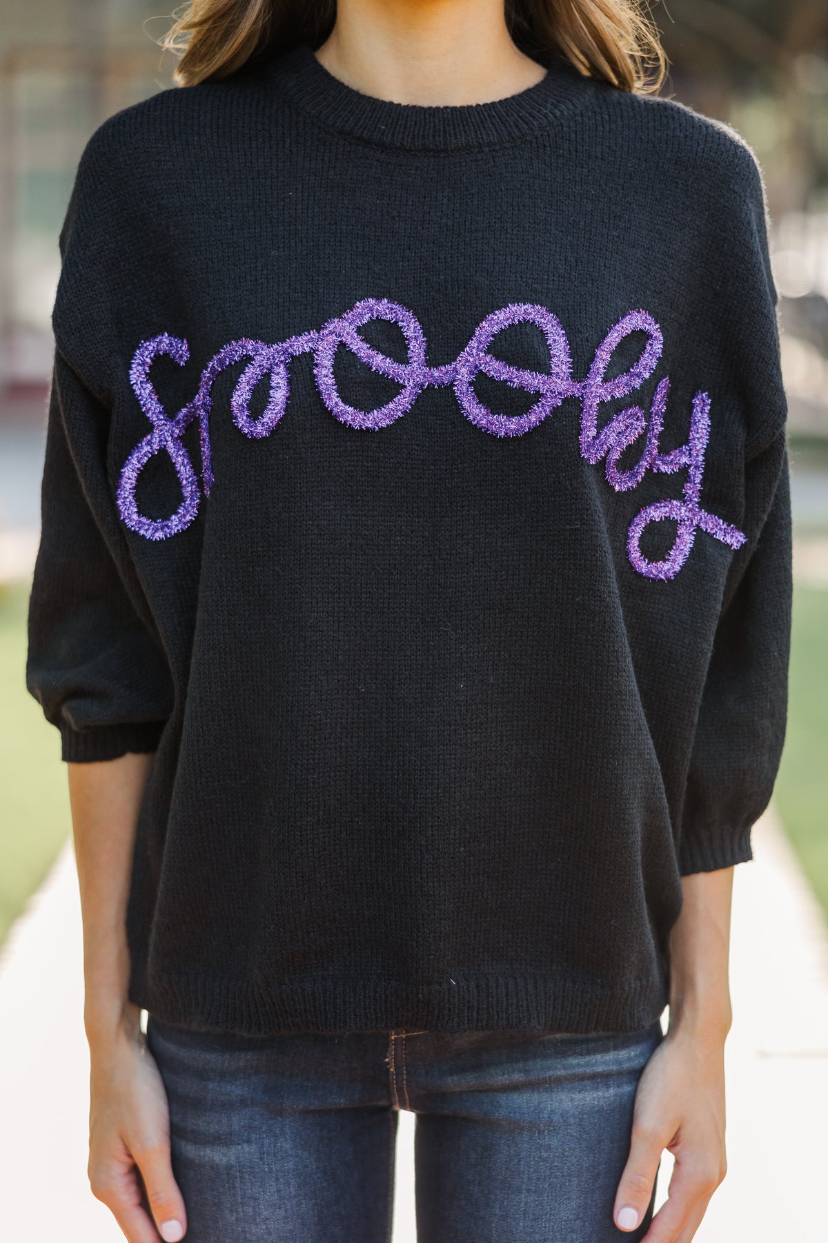 Let's Get Spooky Black Script Sweater – Shop the Mint