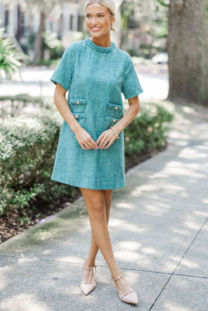 Ask You Out Emerald Green Tweed Shift Dress – Shop the Mint